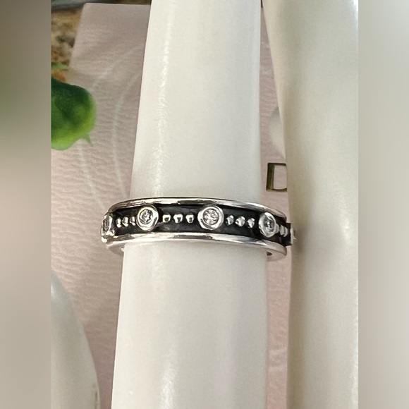 Pandora | Jewelry | Authentic Pandora Silver And Black Enamel Eternity ...